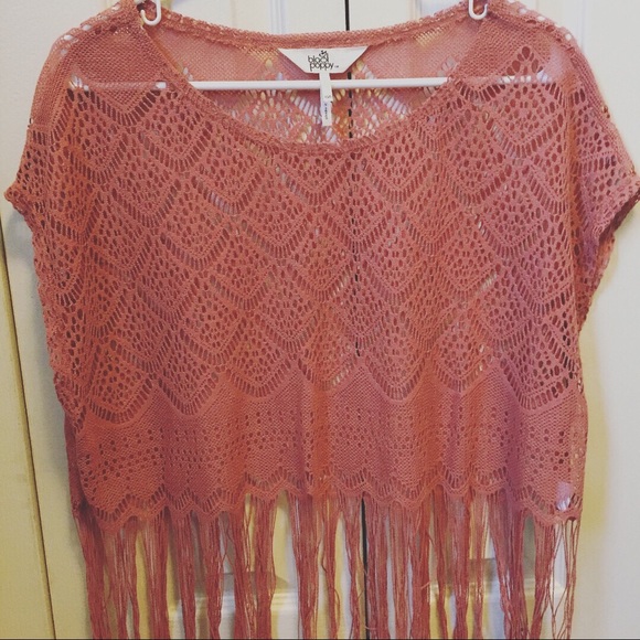 Black Poppy | Tops | Black Poppy Pink Lace Shaw | Poshmark